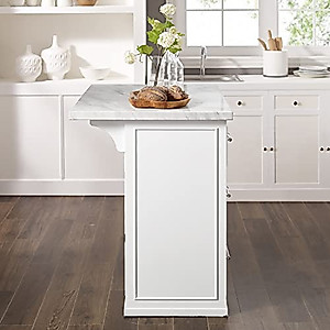Crosley Furniture Cutler Kitchen Island with Faux Marble Top, White