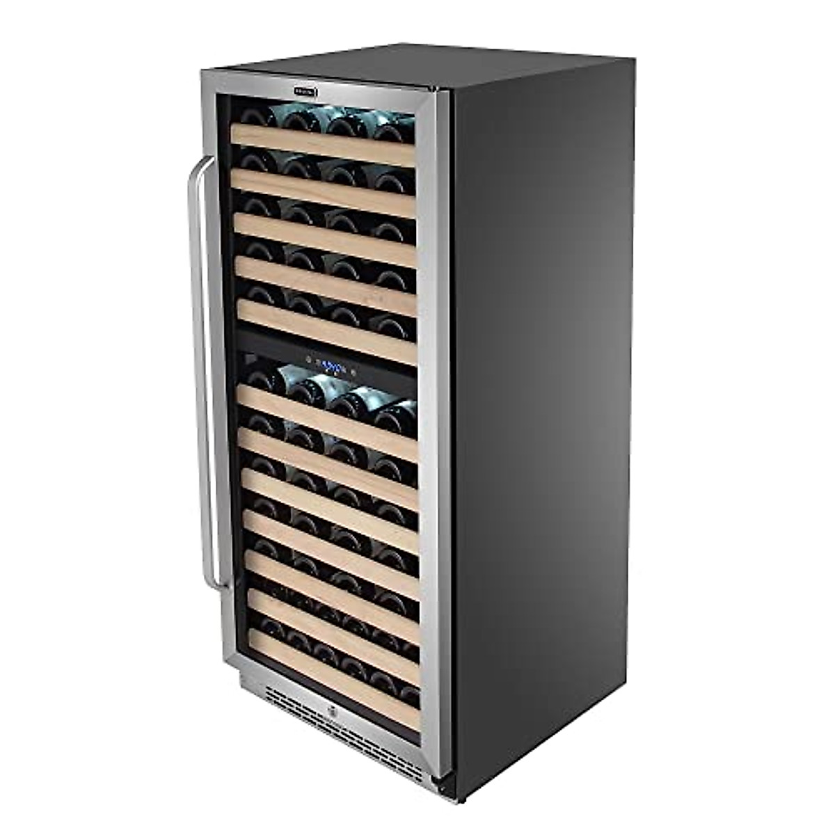 Whynter BWR-0922DZ 92 Built-in or Freestanding Stainless Steel Dual Zone Compressor Large Capacity Wine Refrigerator Rack for Open LED Display, Dark Grey-92 Bottle, Dark Grey