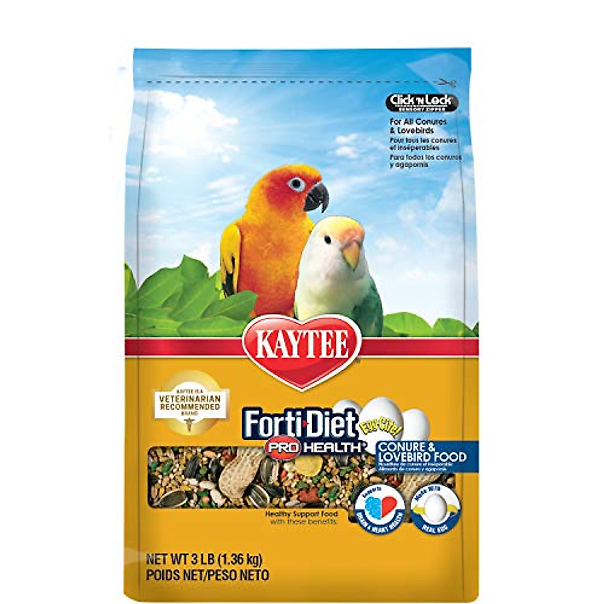 Kaytee Forti-Diet Pro Health Egg-Cite Pet Conure & Lovebird Food, 3 Pound