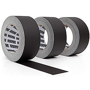 Lockport Black Gaffers Tape 3 Pack – 90 Feet x 2 Inches – Waterproof, No Residue, Non-Reflective, Easy Tear, Matte Gaffer Stage Tape – Gaff Cloth Tape for Photography, Filming Backdrop, Production