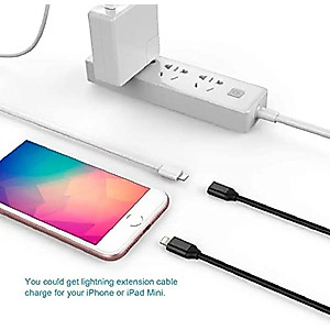 for iPhone Charger Extension Cable,6FT Lightning Extender Dock Cable Compatible with iPhone 14 Pro 13 Pro Max 12 11 X XR 8 7 6 Male to Female Cable Extension Adapter Cord Pass Video,Data,Audio (Black)