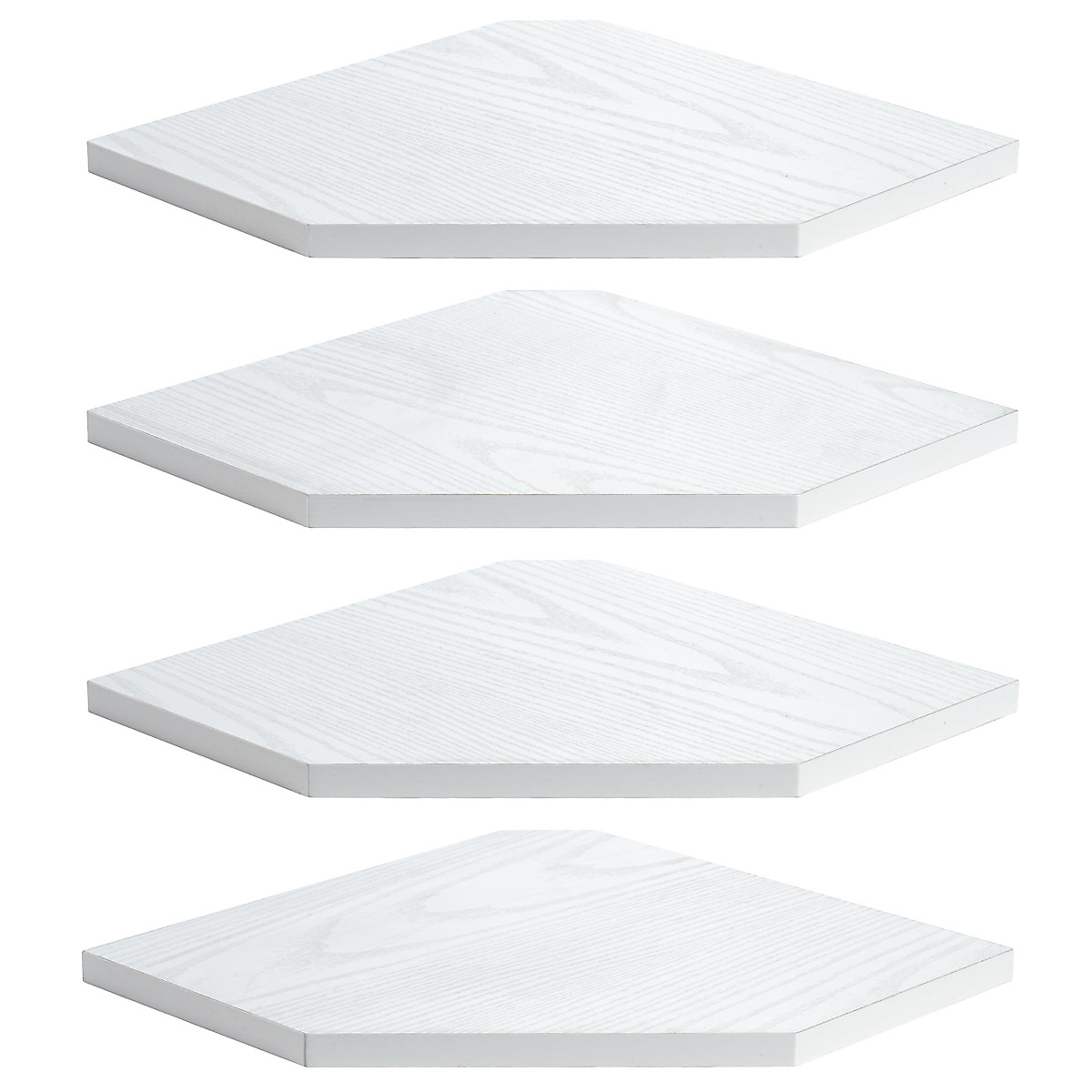 Corner Shelf Wall Mount, Corner Floating Shelves, Set of 4 Corner Wall Shelf Organizer, Rustic Wood Wall Storage Display Shelves for Living Room Bedroom Bathroom Kitchen, Rustic White