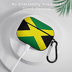 YouTary Jamaican Flag Pattern Apple Airpods pro Case Cover with Keychain, AirPod Headphone Cover Unisex Shockproof Protective Wireless Charging Headset Accessories