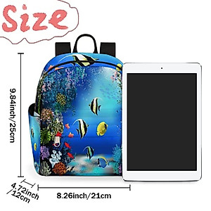 Mini Backpack for Women Backpack Purse Tropical Fish Coral Cute Small Travel Backpack Casual Bookbag Shoulder Bag for Girls Teens School Backpacks Lightweight Ladies Backpack Daypack