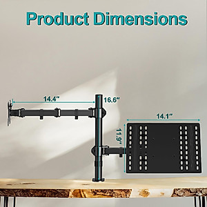 MOUNT PRO Laptop Desk Mount, Height Adjustable, Fits 13" to 32" Screens, with Clamp/Grommet Mounting Base, Holds Up to 17.6lbs