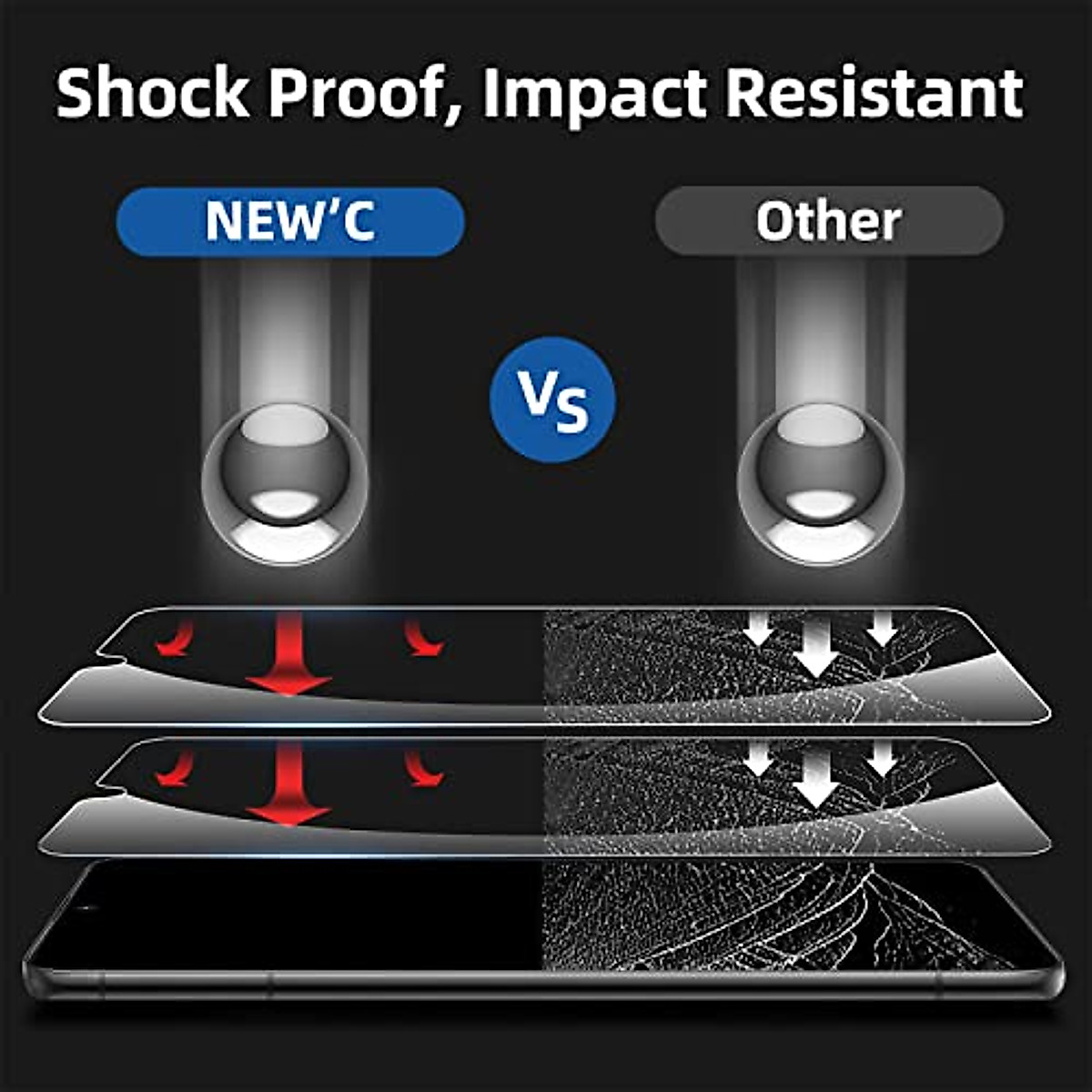 NEW'C 3 Pack Designed for Xiaomi Mi 11 Lite/Mi 11 Lite 5G Screen Protector Tempered Glass, Case Friendly Anti Scratch Bubble Free Ultra Resistant