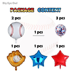 Baseball Birthday Party Foil Balloons Set Decorations Glove Round Baseball Theme Mylar Confetti Balloon Supplies Baby Shower