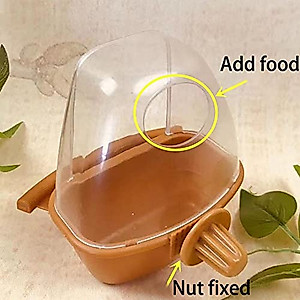 ZHIQIAN Plastic Bird Feeder, Pet Bird Food Feeder with Perch, Food Feeder Food Container for Parrots Budgie Cockatiel Pigeon Bird Cage Accessories(Green)