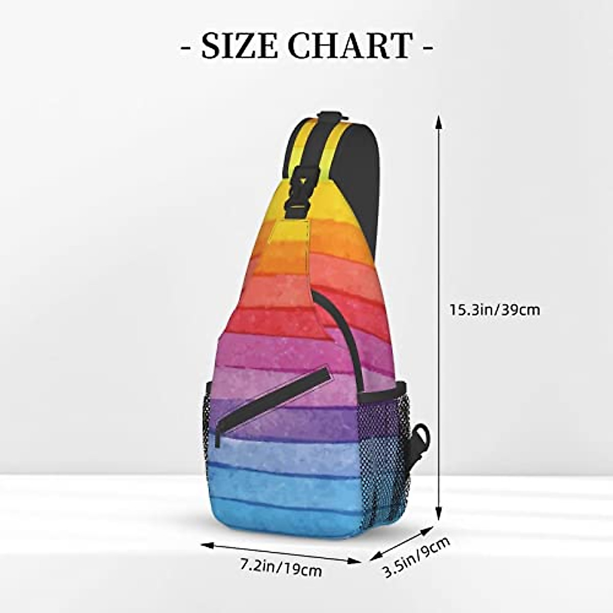 ZIMBRO Colorful Rainbow Stripe Men's sling bag casual chest cross-body bag sling backpack with USB charging port sling backpack