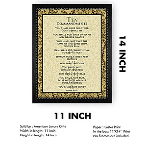 "The Ten Commandments"-Exodus 20:3-17-Bible Verse Wall Art-11 x 14" Scripture Wall Sign-Ready to Frame. Religious Typographic Poster Print for Home-Office-Church Décor. Perfect Christian Gift!