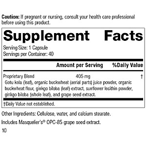 Standard Process Inc. Ginkgo Synergy - Whole Food Mental Clarity, Brain Health Supplement, Brain Support and Blood Flow with Grapeseed Extract, Buckwheat, Gotu Kola, Ginkgo Biloba - 40 Capsules