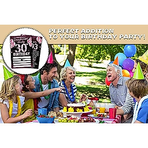 30th Rose Gold Diamonds Birthday Invitations Cards, Double -Sided Pink Glitter Fill-in Invites, 1993 Surprise Birthday Party Supplies Decorations (20 Invites + 20 Envelopes) -A05