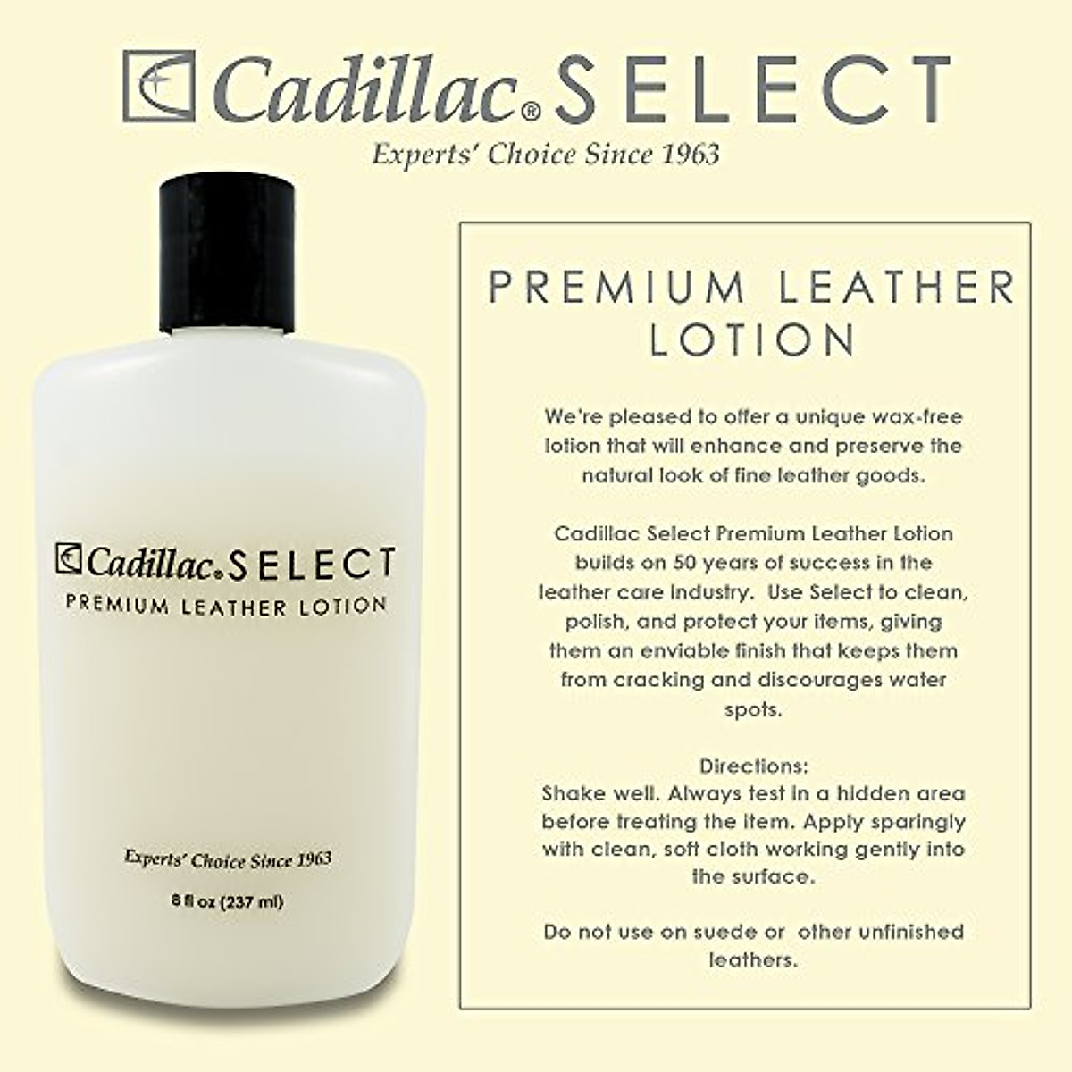 Cadillac Select Leather Lotion Cleaner and Conditioner- for Handbags, Sofas, Jackets, Furniture, Purses, and More