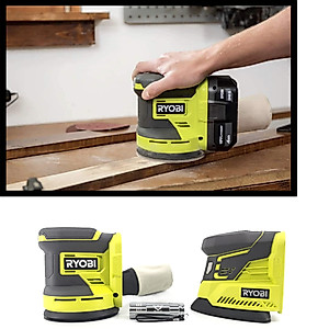 Buho Cordless Power Sander Accessory Bundle -18 Volt with Ryobi 5 Inch Random Orbit Sander Corner Cat Finish Sander Pocket Flashlight (Bare Tool Items No Battery Included)