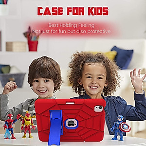 CCMAO Case for iPad Pro 11 Inch 2022/2021/2020/2018, iPad Air 5th/4th Generation 10.9 Inch Case with Pencil Holder, Heavy Duty Shockproof Protective Cover for Kids Boys Children, Red+Blue