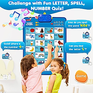 beiens Preschool Learning Activities, Autism Sensory Toys, ABC 123 Electronic Talking Poster Alphabet Wall Chart Interactive Learning Toys for Toddler Kids 2 3 4 5 Year Old Girls Boys Birthday Gifts