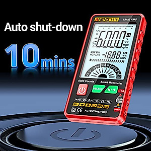 ANENG Digital Multimeter Smart Electrical Tester Auto-Ranging TRMS 6000Counts LCD Screen Voltmeter Measures NCV AC/DC Voltage Current Resistance Continuity Duty-Cycle Capacitance Temperature Frequency
