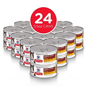 Hill's Science Diet Hairball Control, Adult 1-6, Hairball Control Support, Wet Cat Food, Chicken Minced, 5.5 oz Can, Case of 24