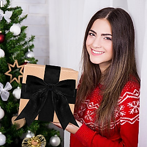 100 Yards Christmas Velvet Ribbon Wide Wired Outdoor Xmas Ribbon Waterproof Wrapping Velvet Decoration for Xmas Wreath Bows Floral Craft Decor(2.5'' x 100 yds,Black)