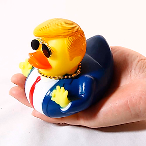 Large Rubber Duck Ornaments for Car Accessories Dashboard Decorations Trump Duck Toys with Sunglasses Headphones and Necklace (Style A)
