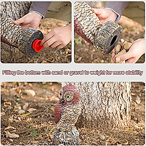 TaiBest 3 Pack Fake Horned Owl Statue for Outdoor Use,Plastic Owl with Reflective Tape for Outdoor Garden Yard Decoration