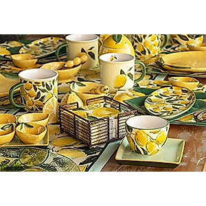 Boston International Ceramic Oval Serving Plate, 10 x 5-Inches, Painterly Lemons