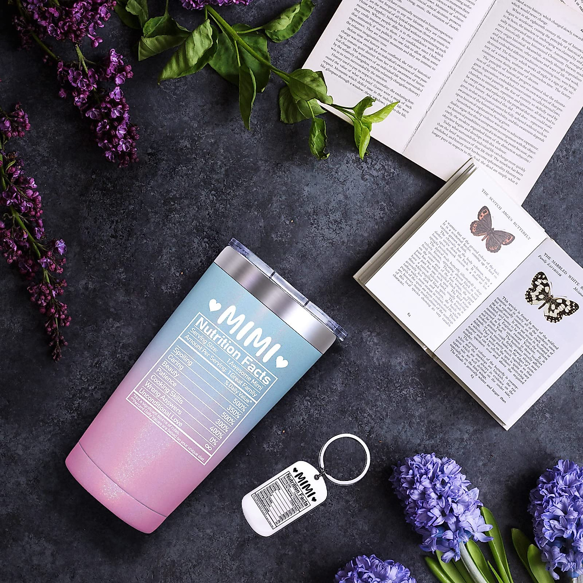 SpenMeta Mimi Gifts - Mimi Mothers Day Gift, Mimi Nutrition Facts Tumbler - Mothers Day, Birthday, Christmas Gift for Grandma - 20oz Mimi Tumbler Cup