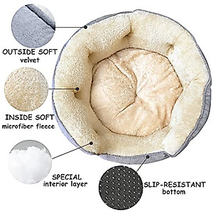 JOJHDR Pet Bed for Dog and Kitten, Soft and Durable Round Puppy Bed with Removable Cushion and Waterproof Oxford Bottom 28 Inch