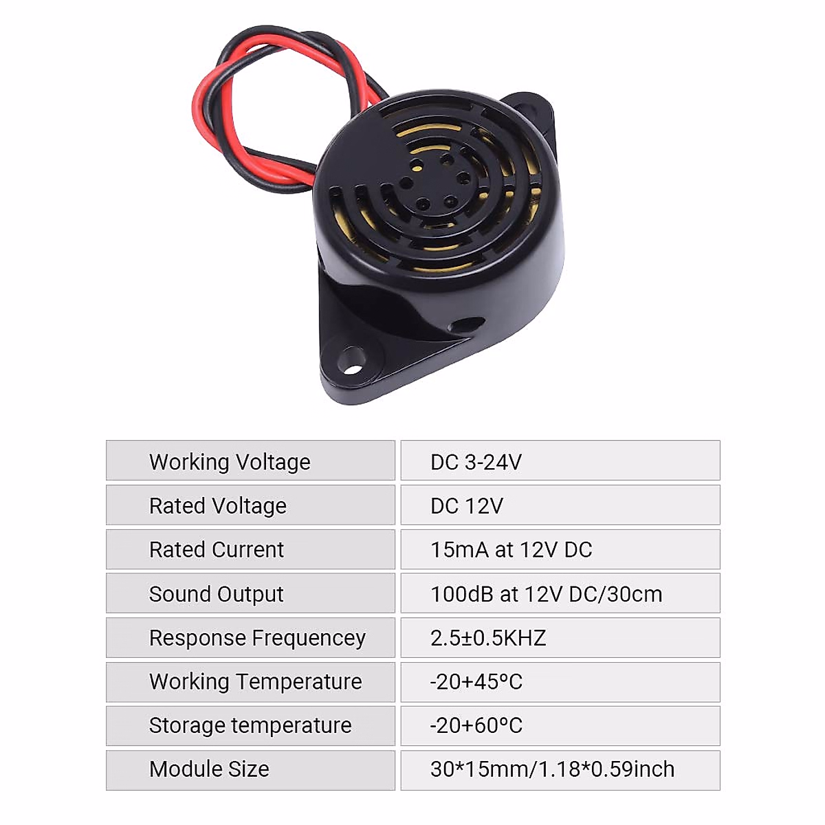 2 PCS Piezo Buzzer, Icstation Buzzer Alarm 12V Electronic Beep Buzzer 100dB Piezo Alarm Siren Continous Sound for Motorcycle Golf Cart Vehicles Car Alarm