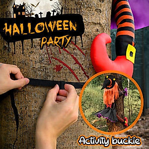 Large Crashing Witch Decor(55'' H), Halloween Decorations Clearance Outdoor Witch Props Ornaments, Hanging into Tree/Porch Pole/Door/Yard, with Adjustable Band, Outside Garden Funny Witches Crashed