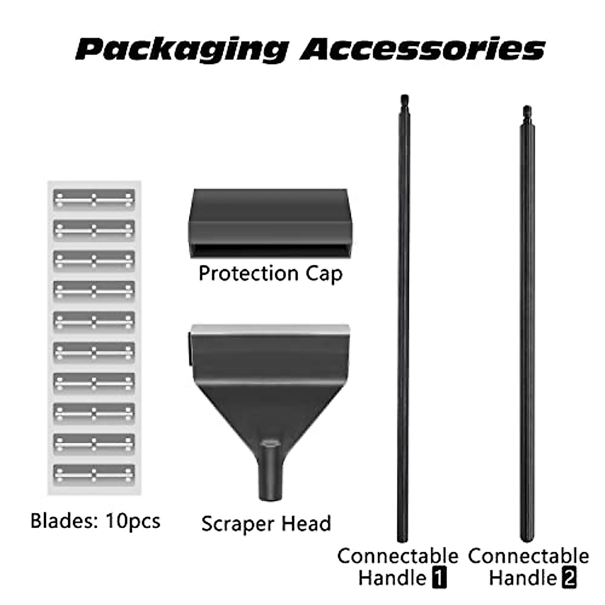 YOFOTHS Algae Scraper for Glass Aquariums Fish Tank Cleaner Tool with 10 Blades Aluminum Alloy Long Handle Tool-Less Installation 25.6inch/65cm