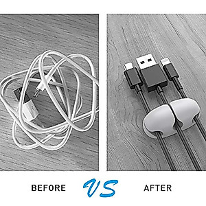 Delidigi 6 Pack Cord Holder Clips for Desk, Strong Adhesive Wire Cable Organizer Keeper for Organizing USB Charging Cable Home Office and Car (Grey)