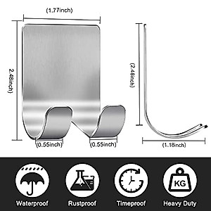 Stondino 6 Pcs Adhesive Hooks Command Hooks for Hanging Towel Hooks Command Strips Heavy Duty Shower Hooks for Inside Wall Hooks for Hanging Coat Hat Robe Hook Rack Wall Bedroom Kitchen