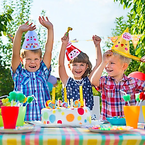 Rocutus 30 Pieces Rainbow Birthday Party Hats (Cartoon 2), Paper, Children, Birthday Party Costume Headwear, Hand Wash Only, Rainbow