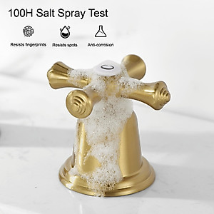 RKF Faucet- Replacement Classic Cross Knobs Handles with Valve Faucet Accessory Faucet Parts Faucet Kit Brushed Gold W033