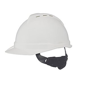 MSA 10034018 V-Gard 500 Cap Style Safety Hard Hat With Fas-Trac III Ratchet Suspension | Polyethylene Shell, Superior Impact Protection, Self Adjusting Crown-Straps - Standard Size in White