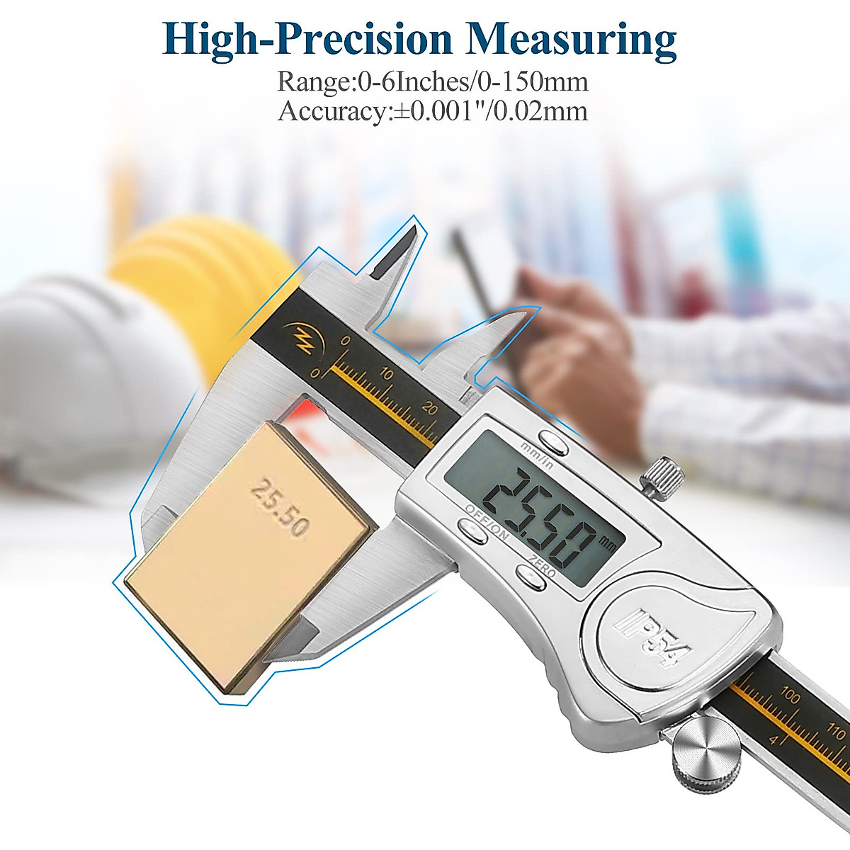 LZHZJOY Digital Caliper 6 Inch Stainless Steel High Accuracy Caliper Measuring Tool, IP54 Waterproof Protection, Large LCD Screen Electronic Vernier Caliper