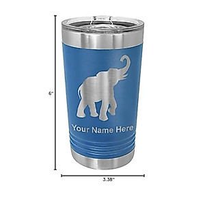 LaserGram 16oz Vacuum Insulated Pint Tumbler, Indian Elephant, Personalized Engraving Included (Dark Blue)
