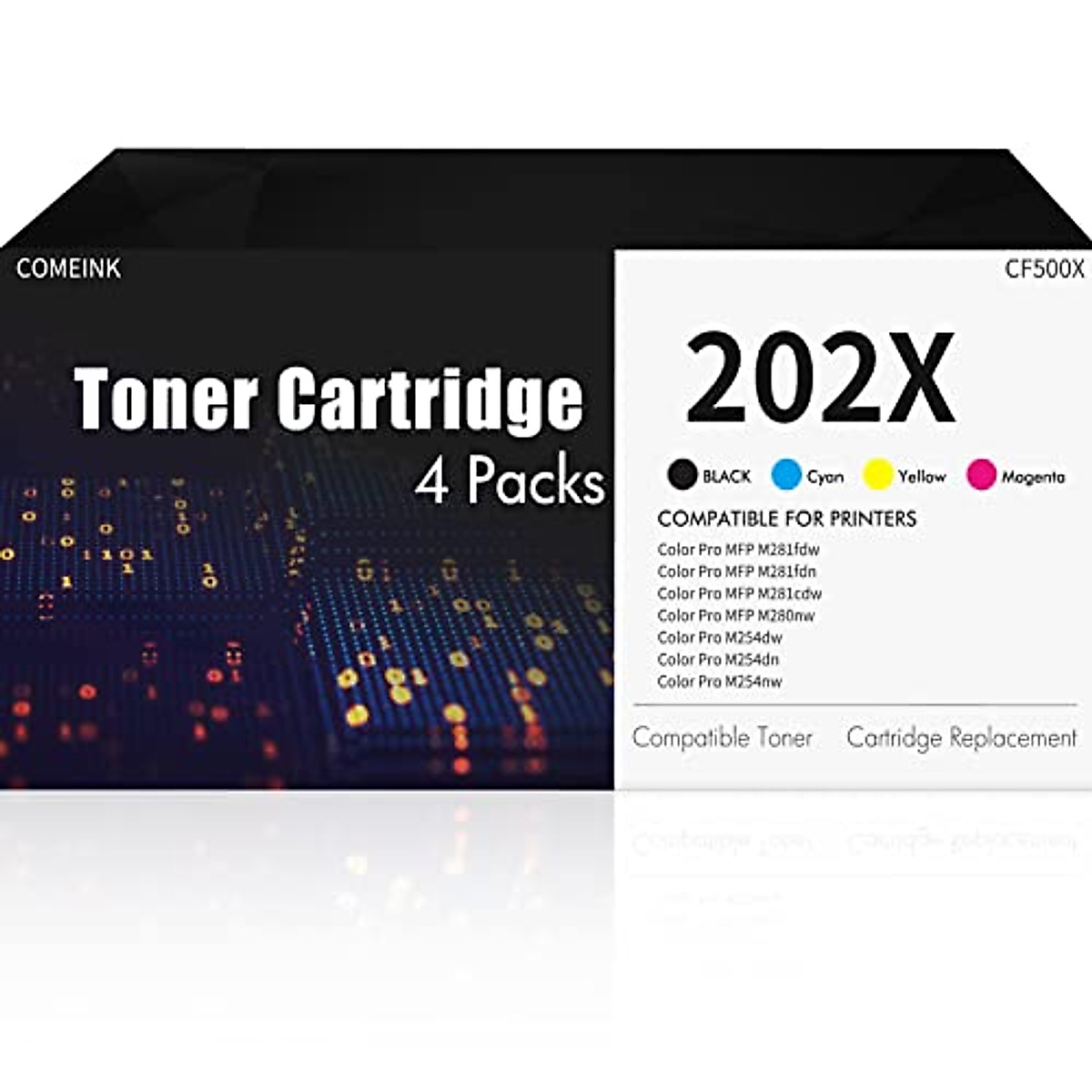 202X Toner Cartridges 4 Packs: Compatible for HP 202X CF500X 202A CF500A CF501X CF502X CF503X Color Pro MFP M281cdw M281fdn M254dw M254dn M254nw M281 M254 Printer Cartridge(Black,Cyan,Magenta,Yellow)