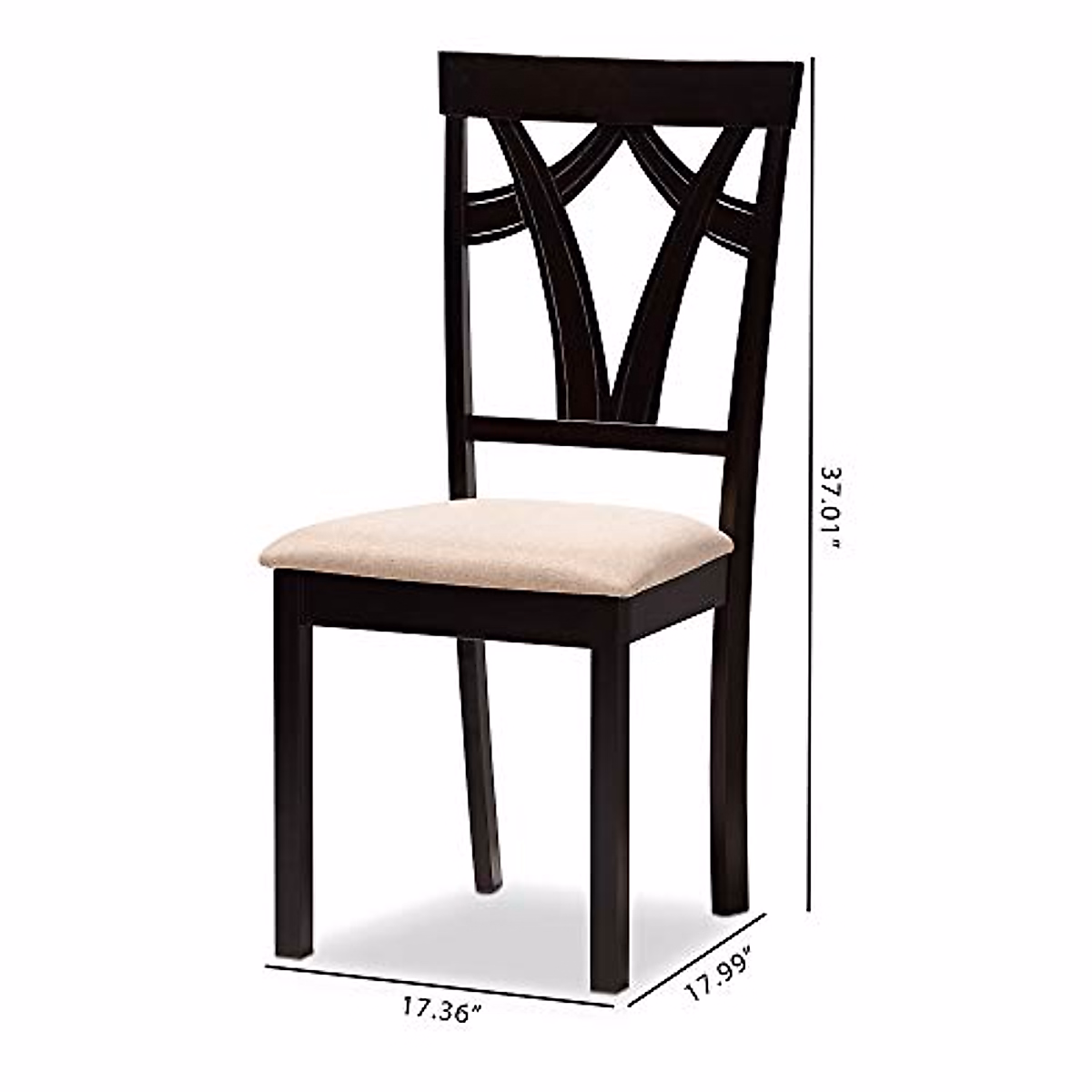 Baxton Studio Sylvia Dining Chair and Dining Chair Sand Fabric Upholstered and Espresso Brown Finished Dining Chair