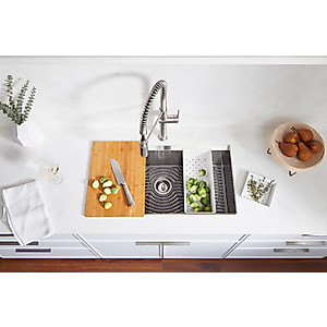 KOHLER Task Kitchen Sink, Stainless Steel Dual Mount Single Bowl, 33" Workstation Sink, 1 hole faucet, K-80084-1PC-NA