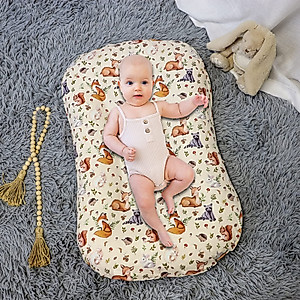 Jundetye Nursing Pillow Cover and Baby Lounger Cover for Girls Boys, Soft Comfortable Stretchy Removable Slipcover, Watercolor Animal