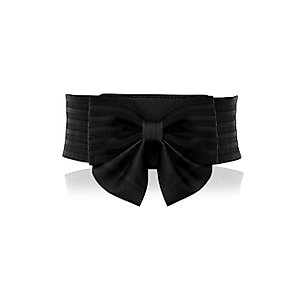 YALEMEI Women's Cute Bow Wide Elastic Waist Belt - Adorable Accessory Dress, Black, Medium