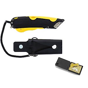 Veltec EZ-2000 YELLOW Safety Box Cutter Knife & 81 Count Box of Blades