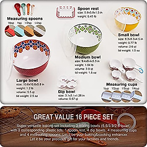 16Pcs Large Mixing Bowls with Airtight Lids Set: Zog Melamine Baking Bowl Set 5.5, 3.9, 2.6 QT, Nesting Bowls for Space Saving, Kitchen Bowls with Non-Slip Pad for Prepping, Cooking, Food Storage