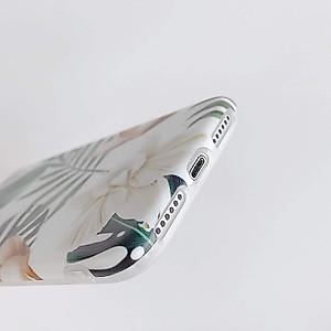 ooooops for iPhone SE2022 Case, SE2020 Case, 8 Case,7 Case for Women Girls,Green Leaves with White Floral Pattern Design, Slim Fit Clear Soft Full-Body Protective Phone Cover (Leaves & Flowers)