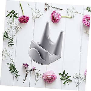 DOITOOL 1pc Pan Lid Cover Plastic Lid Rest Kitchen Tool Rests Cooking Tool Organizer Spatula Rack Pan Pot Cover Shelf Plastic Cap Tool Holder Bracket Dark Grey Lid Rest Stand Holder