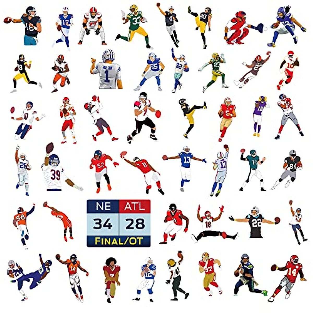 Football Stickers Water Bottle Stickers Computer Laptop Stickers Vinyl Stickers Pack Gift Stickers, Waterproof Stickers for Kids Boys Girls Teens Laptop
