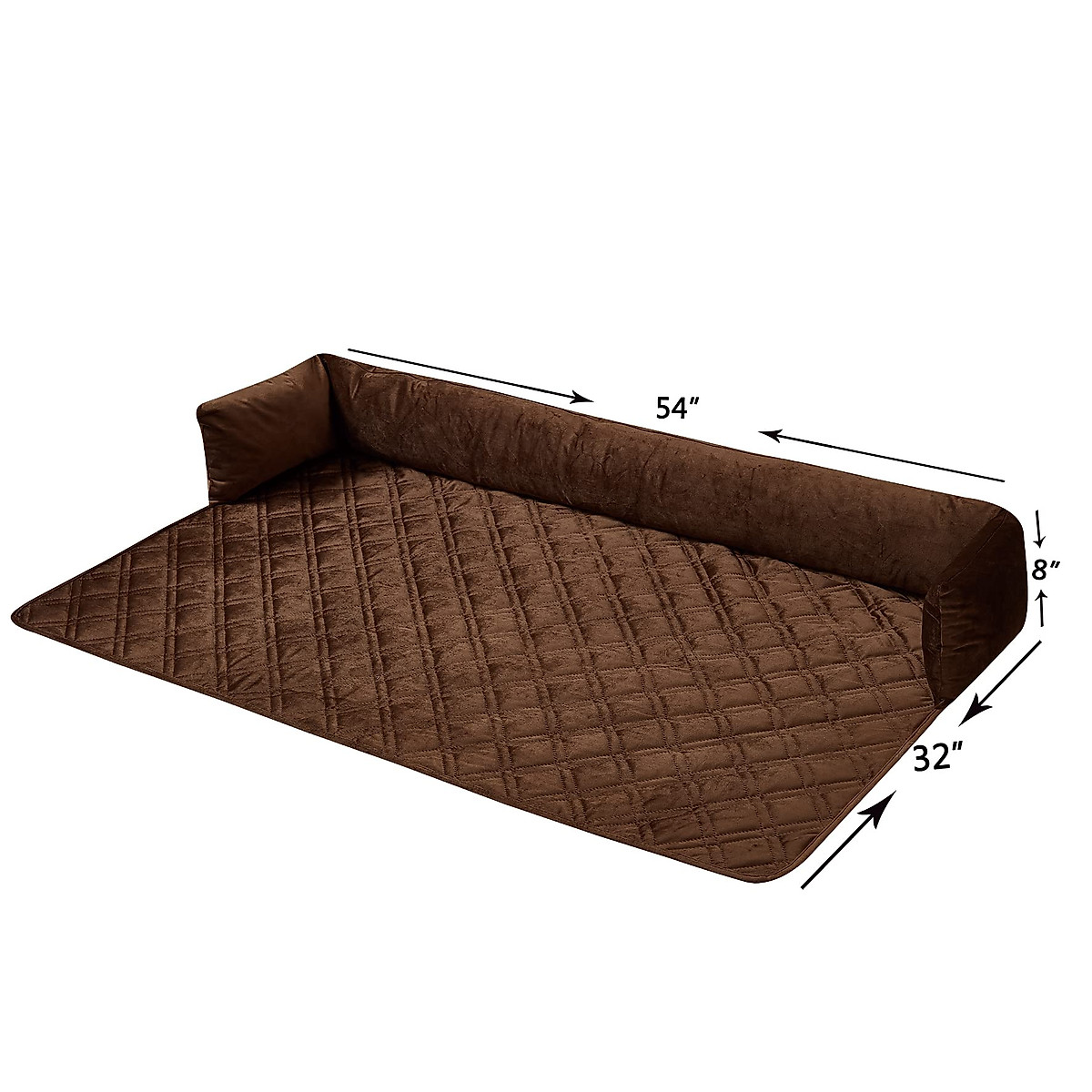 Brilliant Sunshine Premium Chocolate Silky Velvet Pet Sofa Bed, Slip Resistant, Waterproof, Washable Couch Protector with Removable Bolster Cushions, Furniture Covers for Dogs, X-Large, Chocolate