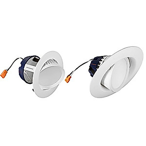 SYLVANIA General Lighting 70395 Ultra 4" Gimbal (Tilting) Recessed Downlight Kit, 50W Equivalent LED Lamp, 3000K (Warm White), White